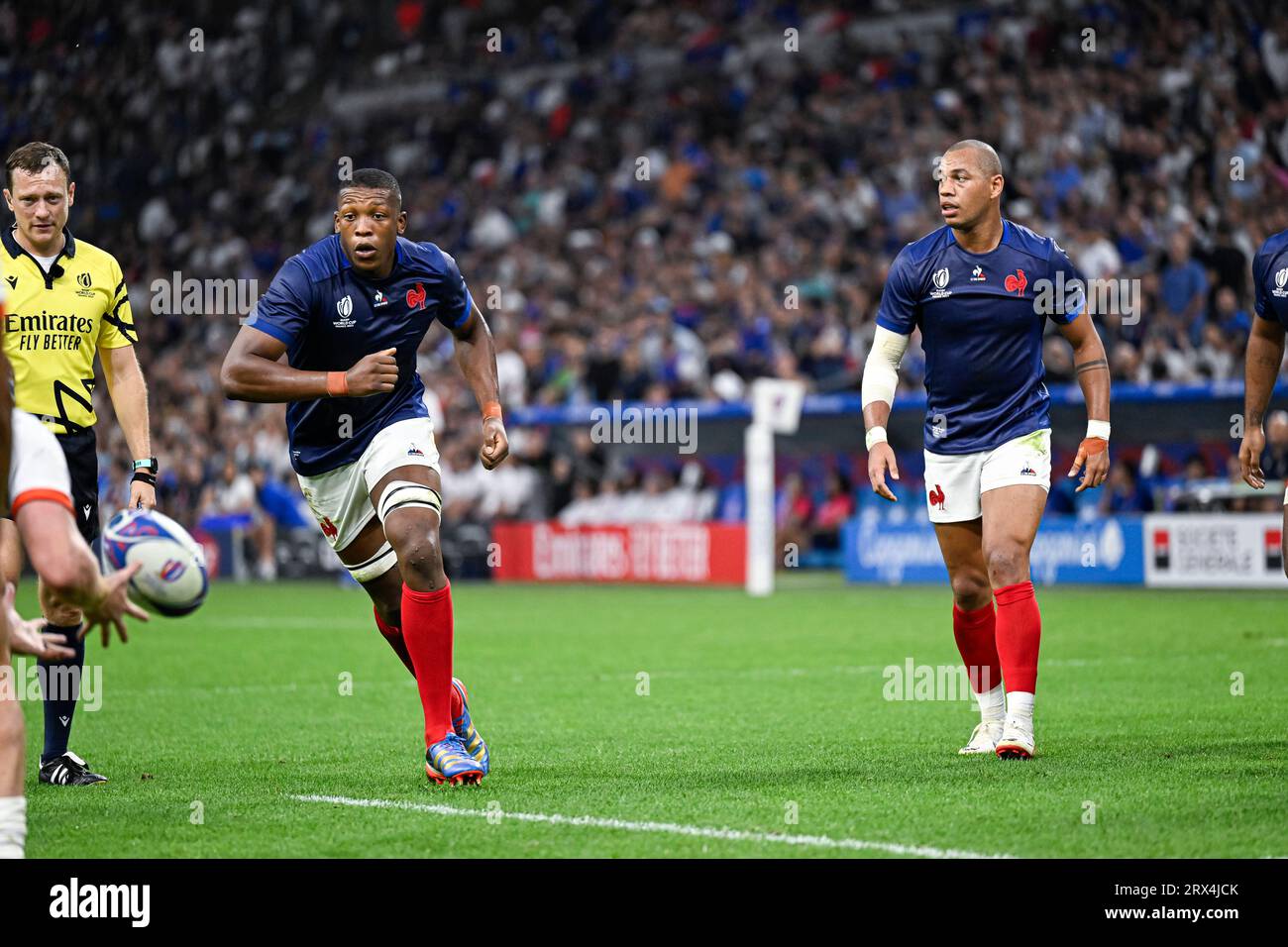 Paris, France. 21st Sep, 2023. Camron Woki and Gael Fickou during the ...