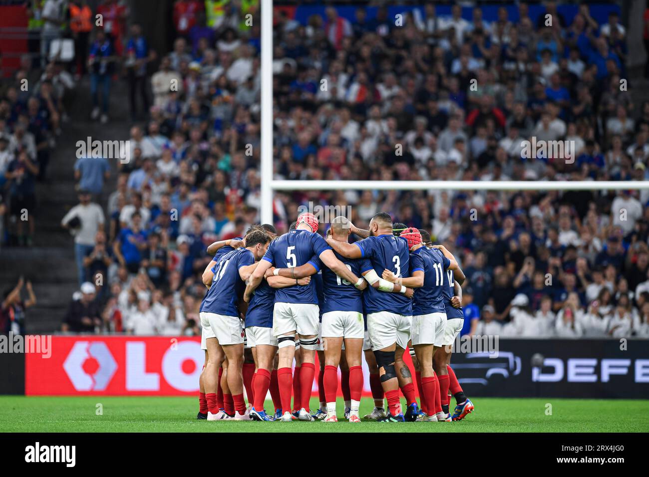 Marseille, France. 21st Sep, 2023. French team players during the Rugby ...