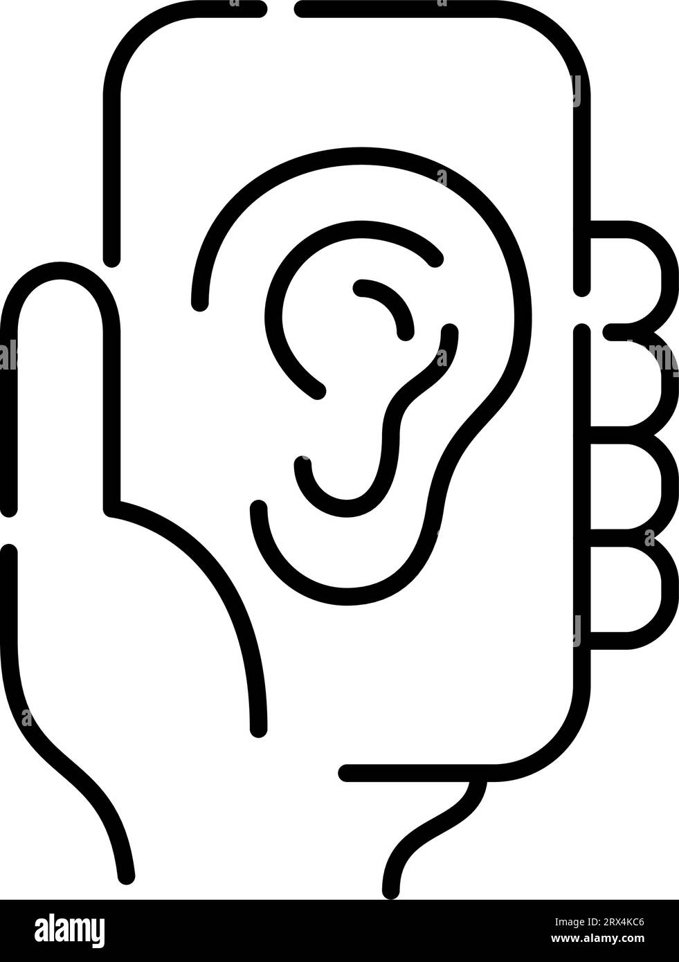Smart phone with ear icon. Speech recognition app. Pixel perfect ...