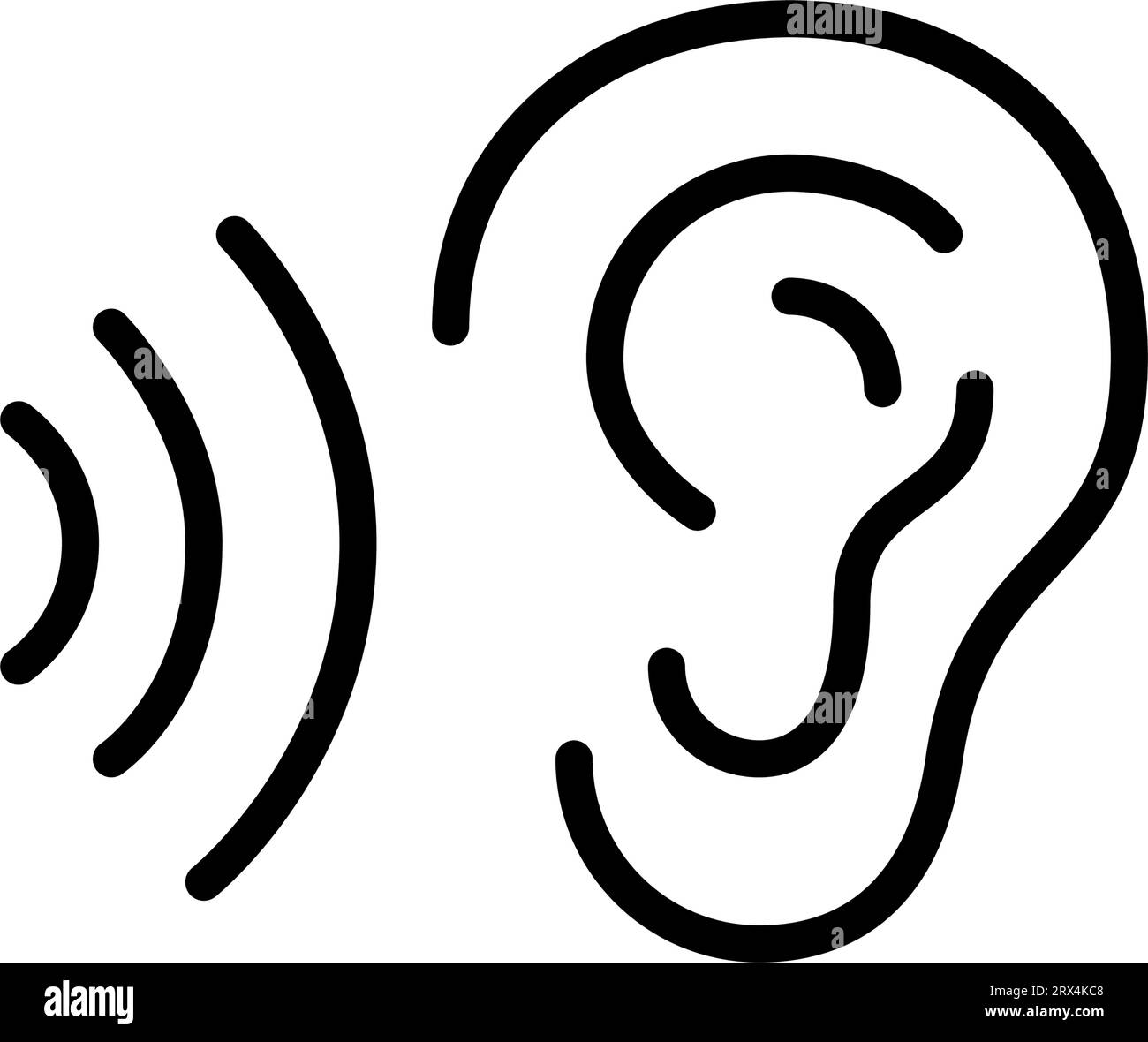 Human ear with sound waves symbol. Pixel perfect, editable stroke Stock ...