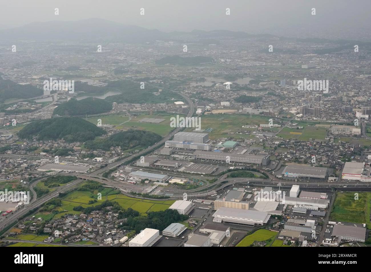 An aerial photo shows Fukuoka Inter Change, IC, of Kyushu Expressway in ...