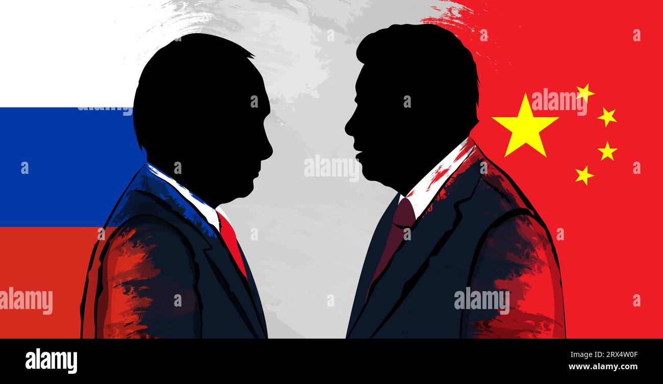Silhouette of Chinese President Xi Jinping and Russian President ...