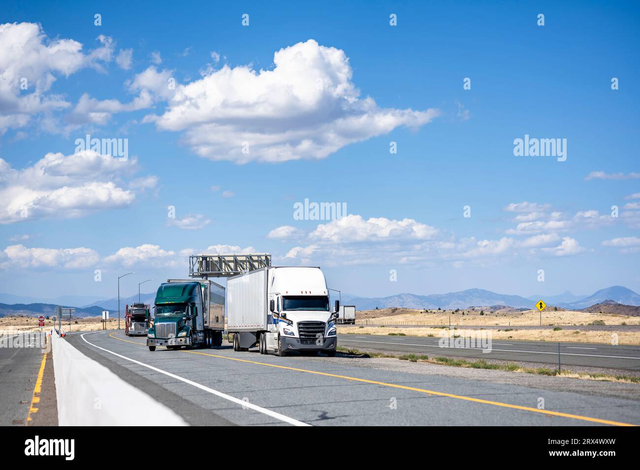 Industrial long hauler carriers big rig semi trucks with different semi ...