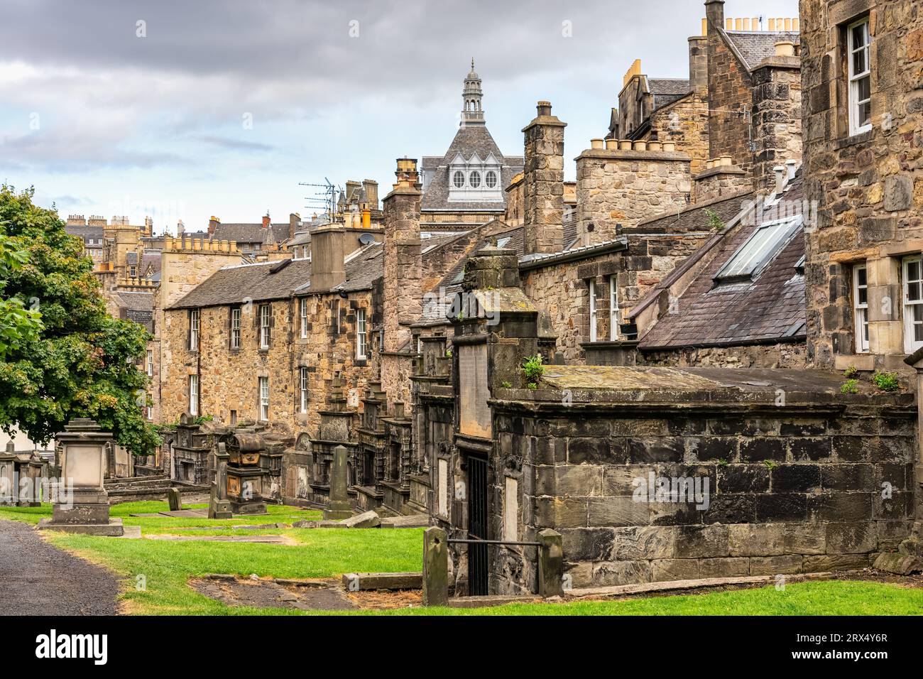 Very old graves located next to dwellings in Greyfriars Cemetery in ...