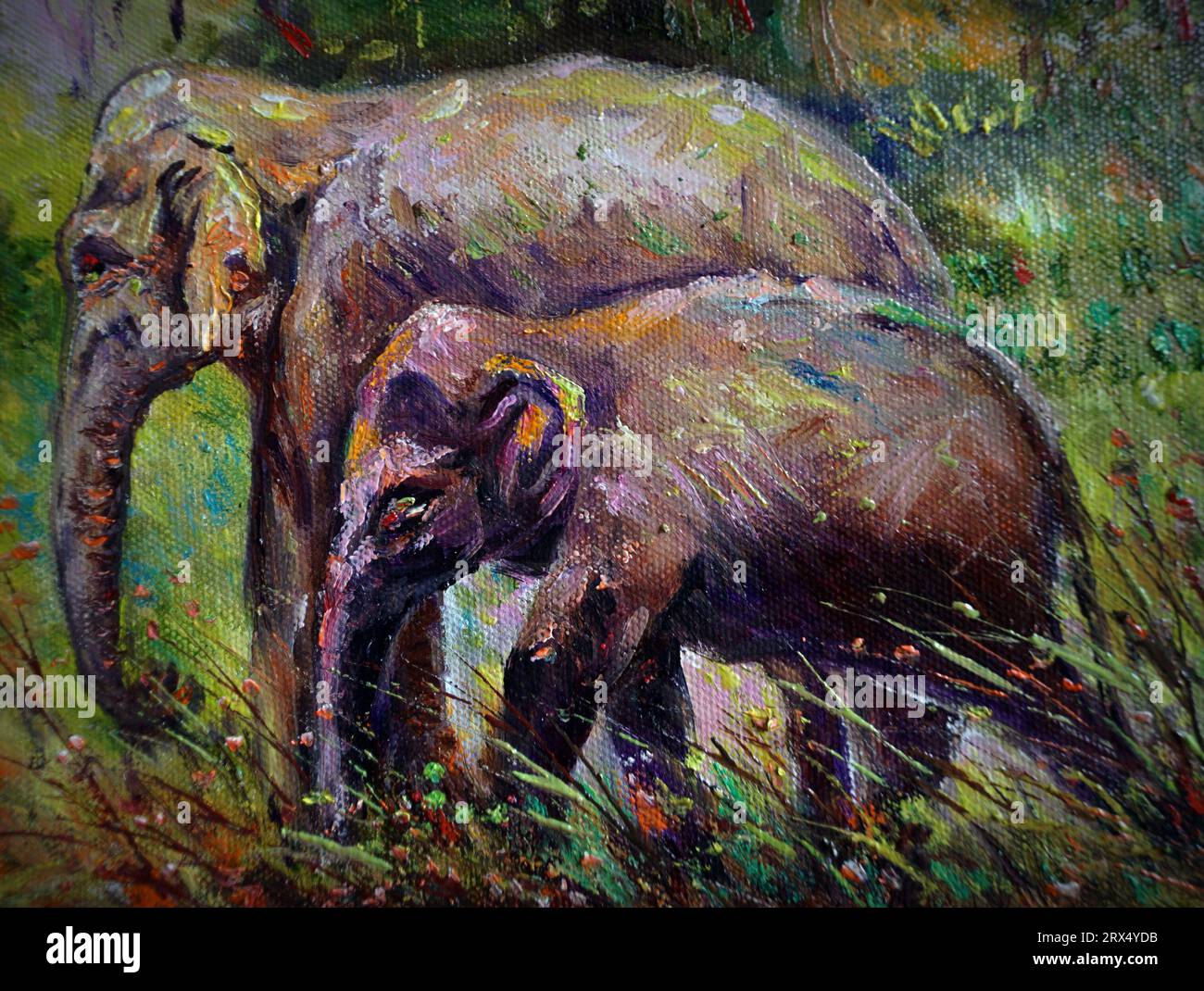 Elephant painted with acrylic hi-res stock photography and images - Alamy