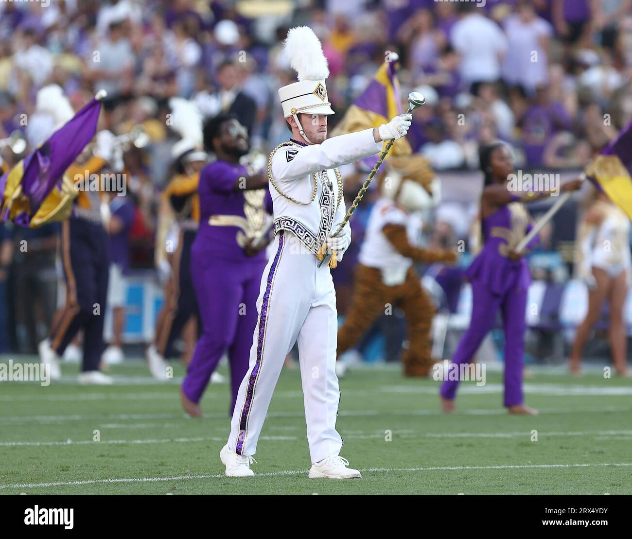 Baton Rouge, USA. 09th Sep, 2023. The LSU Tigers Marching Band comes ...