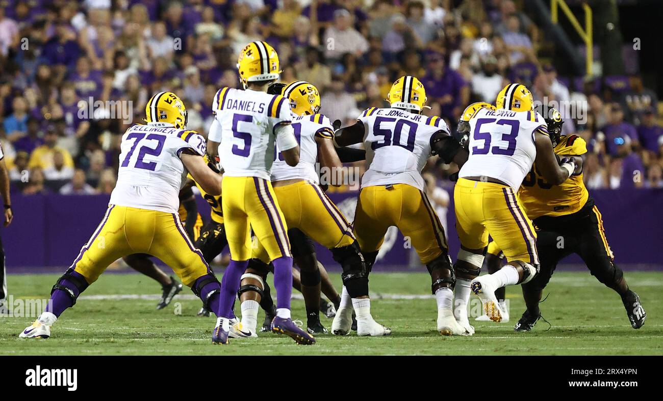 Baton Rouge, USA. 09th Sep, 2023. LSU Tigers quarterback Jayden Daniels ...
