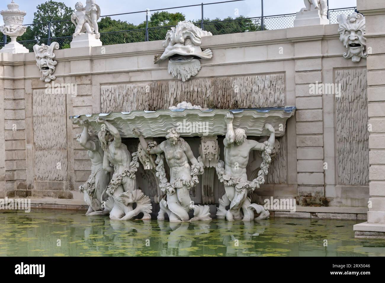 Shell Fountain (Muschelbrunnen) in the garden of the Belvedere Palace ...