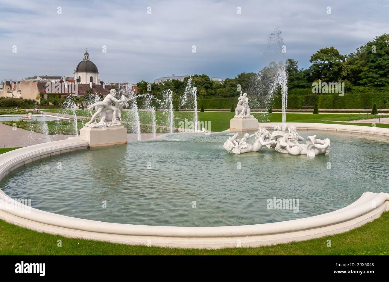 A sculpture group of the mythological characters in the fountain of the ...