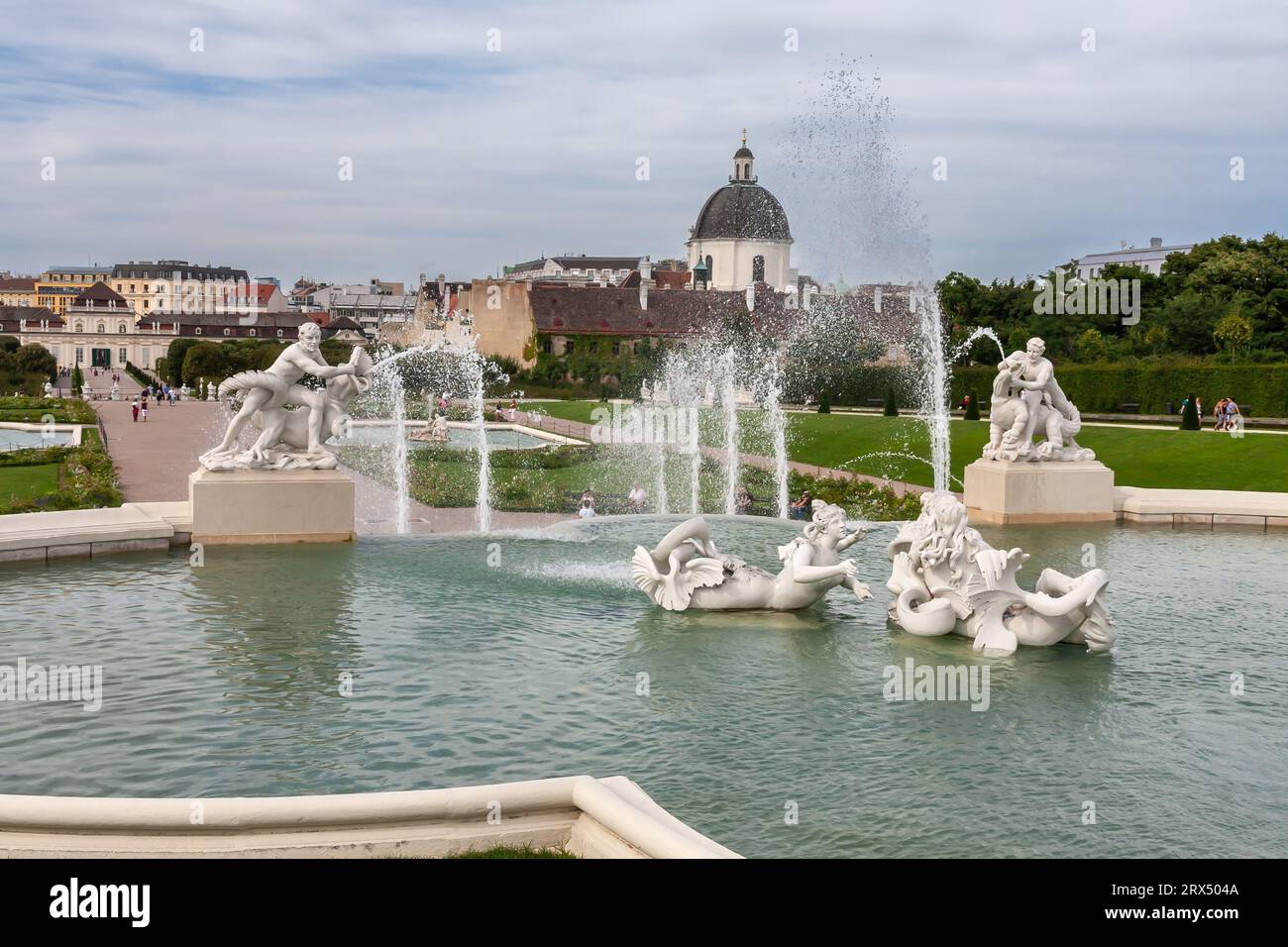 A sculpture group of the mythological characters in the fountain of the ...