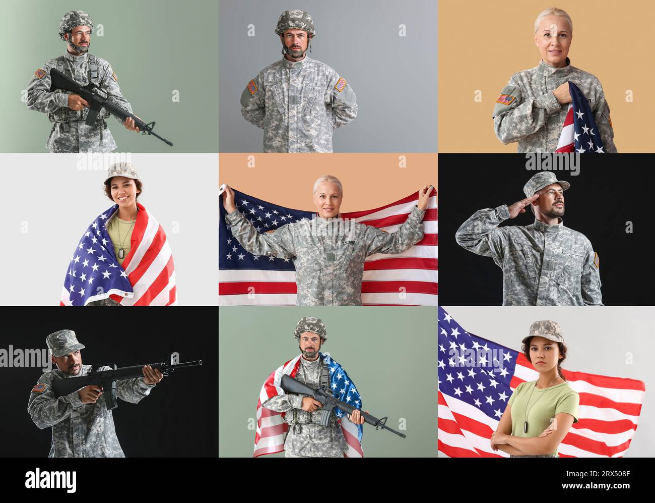 American female soldier saluting flag hi-res stock photography and ...