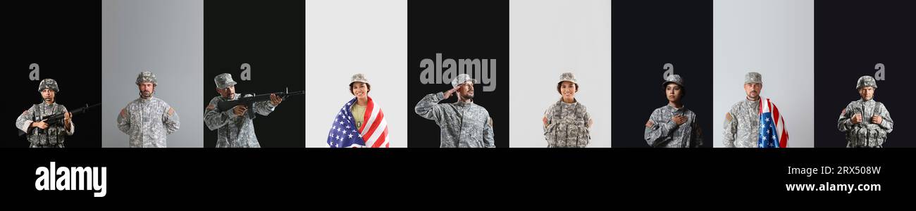 Collage with many American soldiers Stock Photo - Alamy
