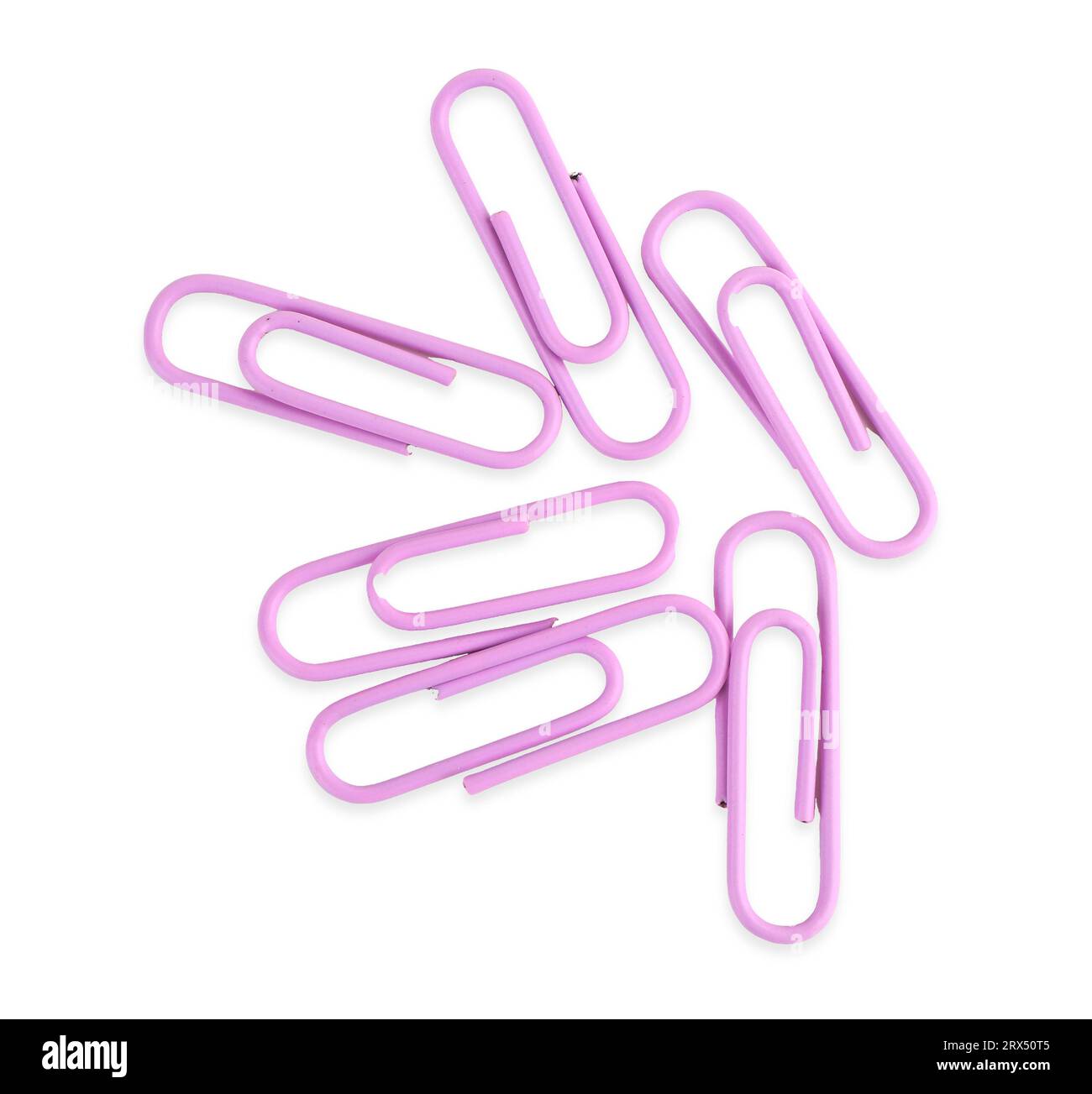 Lilac paper clips isolated on white background Stock Photo - Alamy