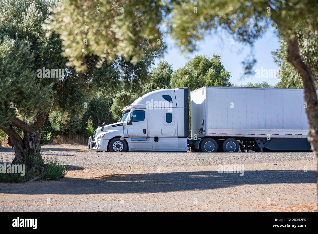 Industrial long hauler carrier white big rig semi truck tractor ...