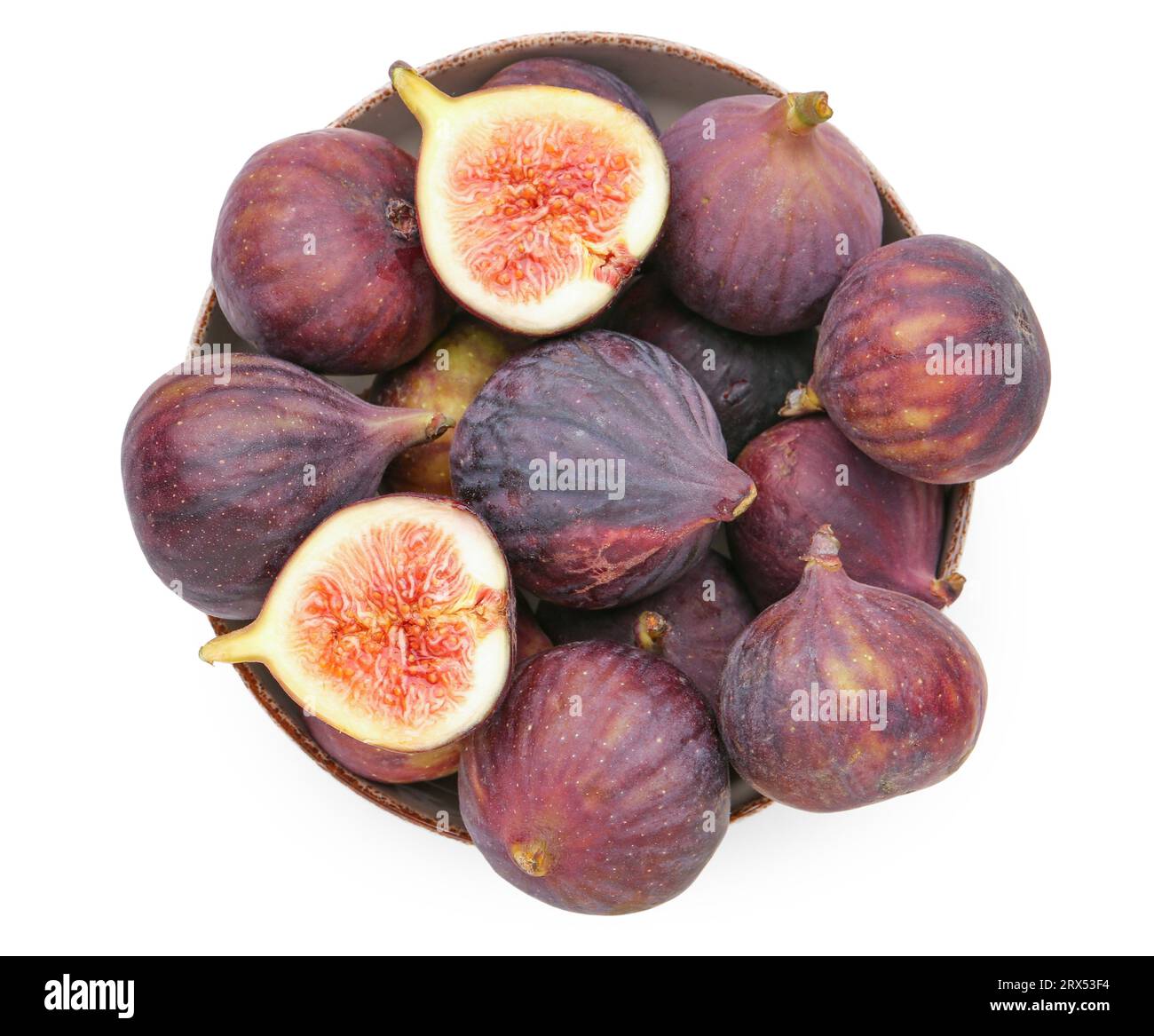 Bowl with fresh ripe figs on white background Stock Photo - Alamy