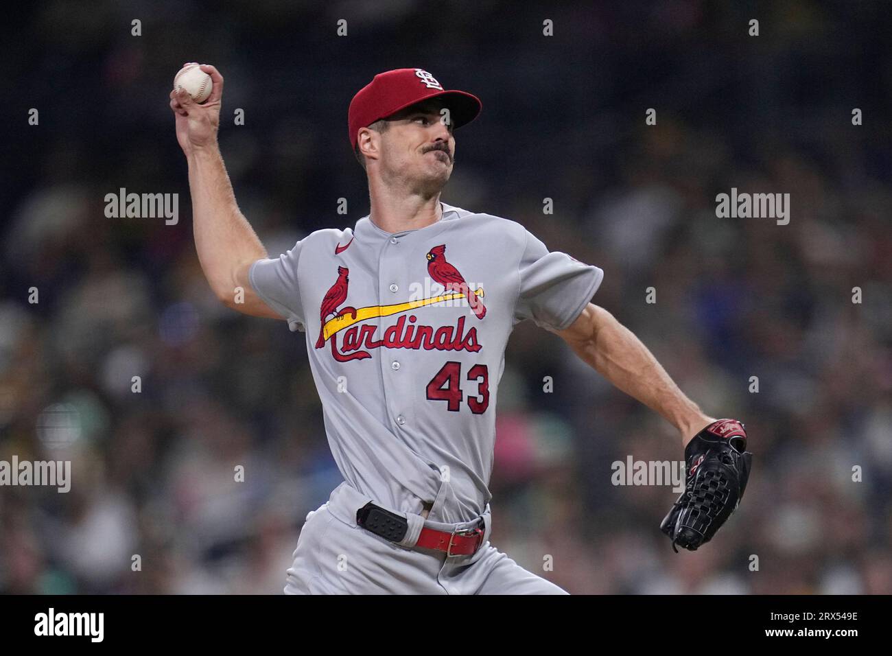 St. Louis Cardinals starting pitcher Dakota Hudson works against a San ...