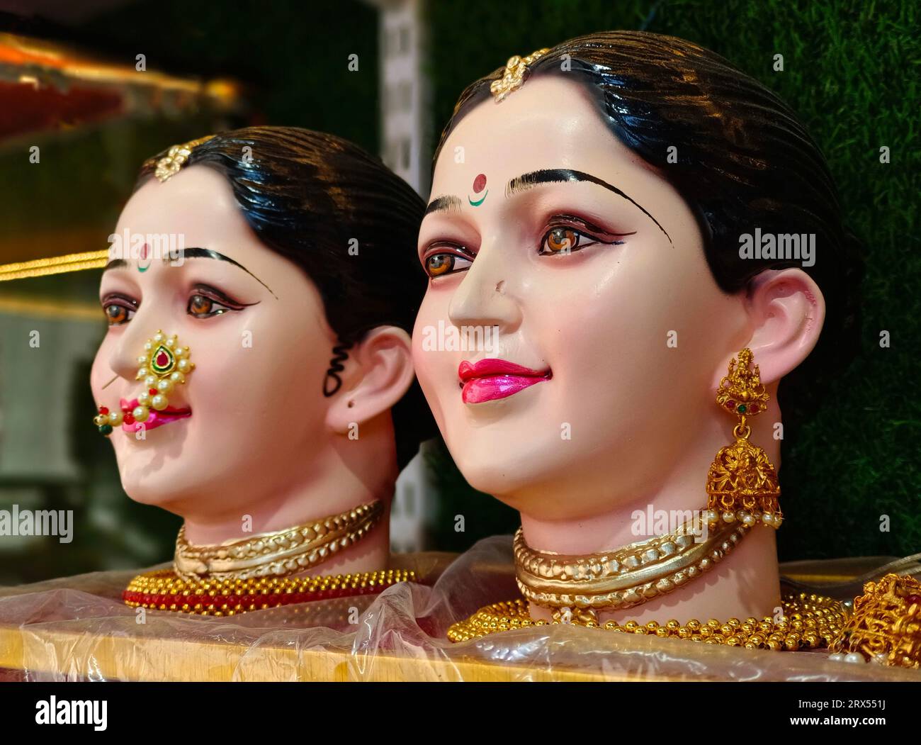 14 September 2023, Pune, Maharashtra, India, Faces of Goddess Gauri ...