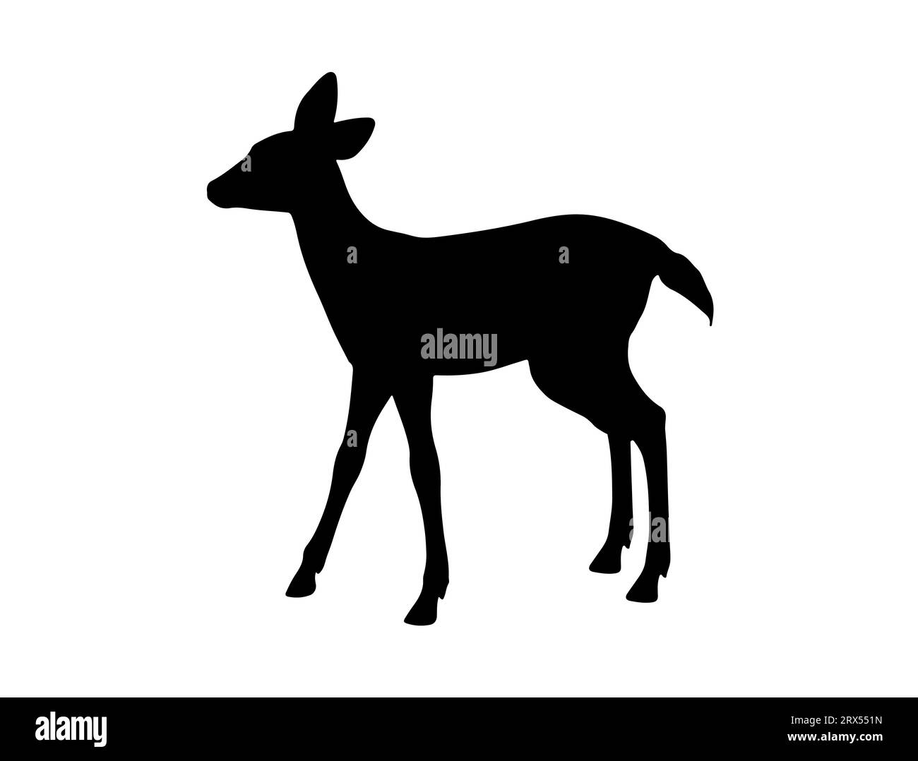Fawn Silhouette Vector Art White Background Stock Vector Image And Art