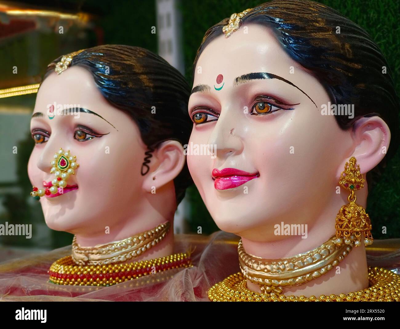 14 September 2023, Pune, Maharashtra, India, Faces of Goddess Gauri ...