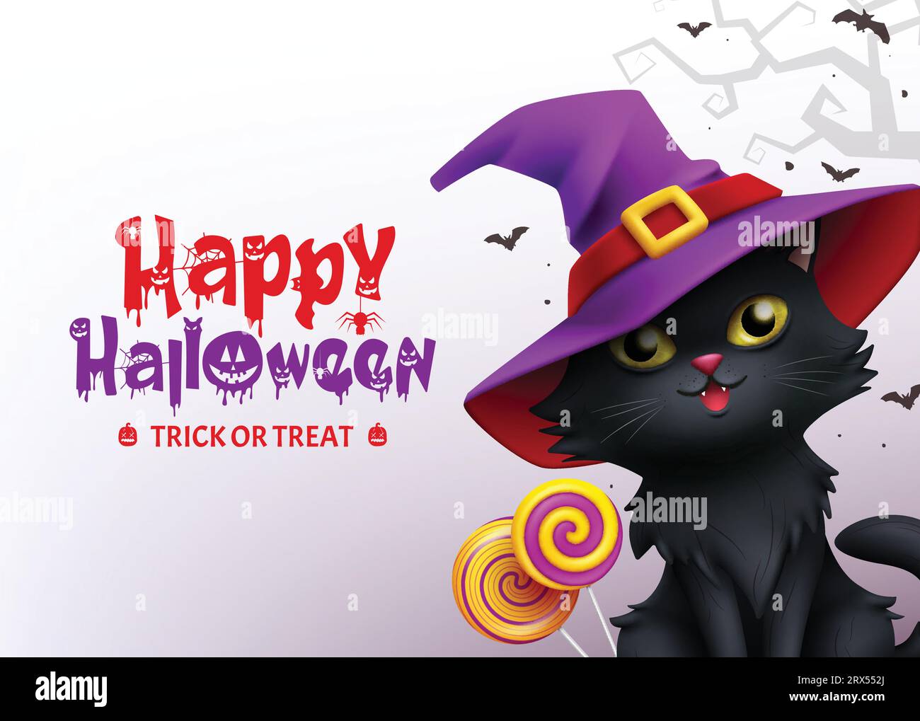 Happy halloween text vector design. Halloween trick or treat greeting ...
