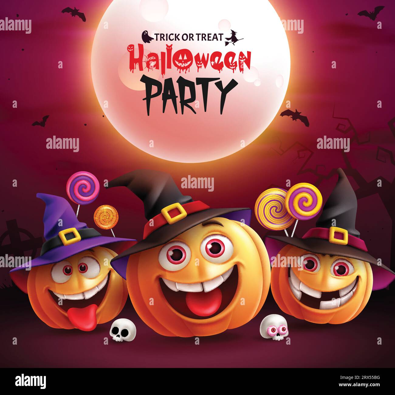 Halloween party text vector design. Halloween trick or treat party ...