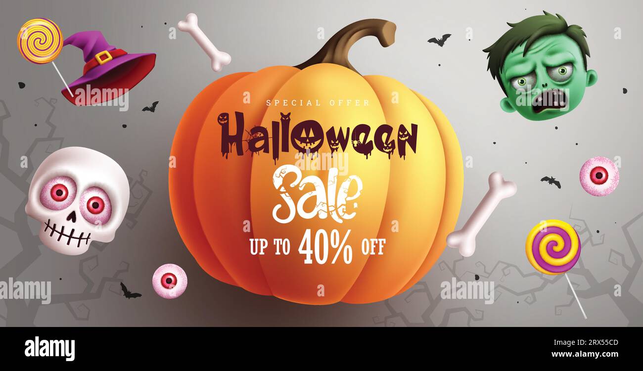 Halloween sale text vector banner design. Halloween special offer ...