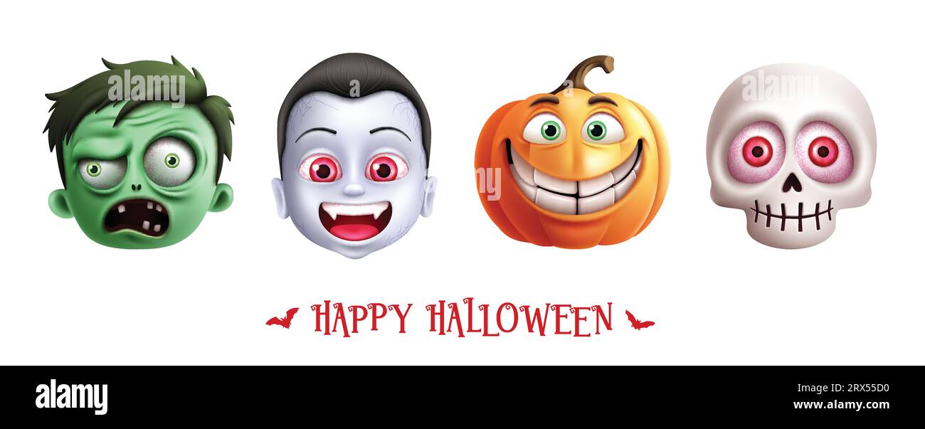 Halloween characters vector set design. Halloween character like zombie ...
