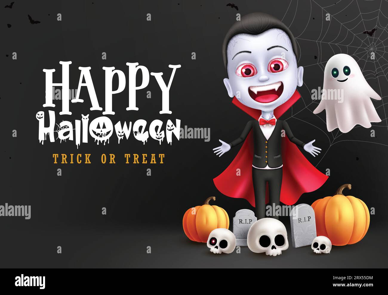 Happy Halloween Text Vector Design Halloween Trick Or Treat Greeting In Black Space With