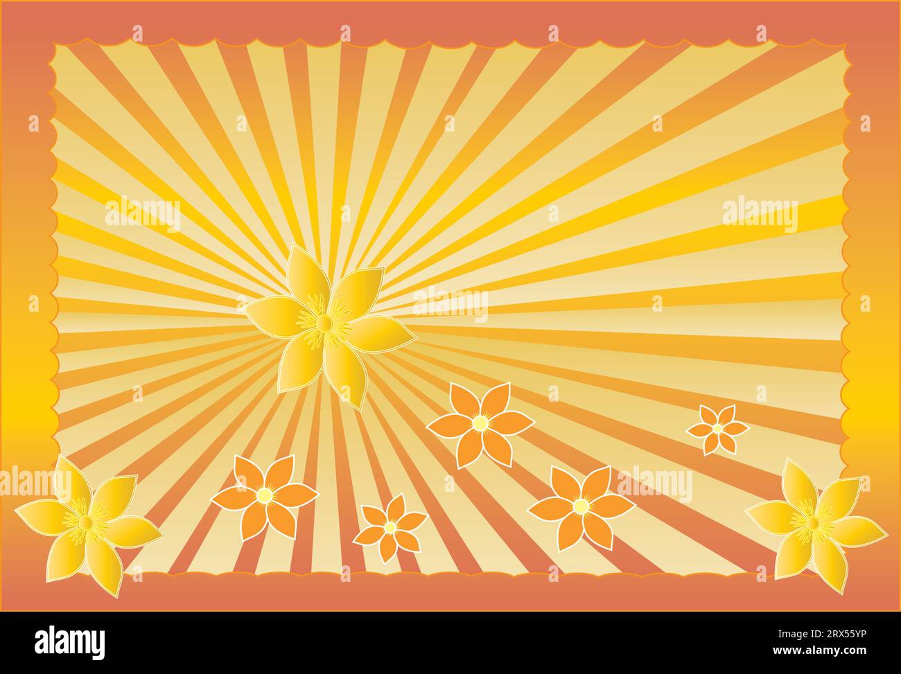 orange and yellow floral design with a scalloped edge. flowers on the ...