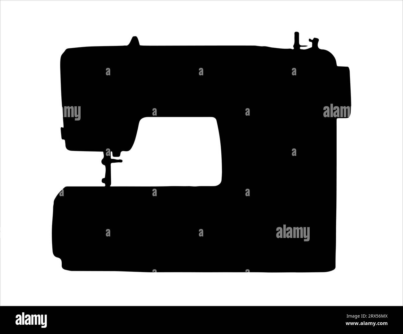 Sewing Machine Silhouette Vector Art White Background Stock Vector