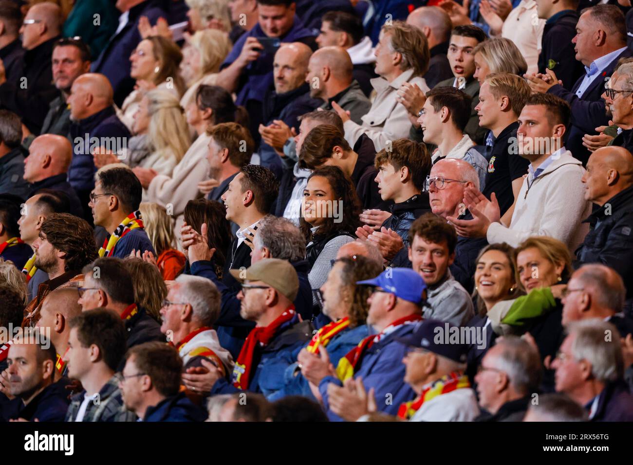 DEVENTER, NETHERLANDS - SEPTEMBER 22: fans of Go Ahead Eagles with a ...