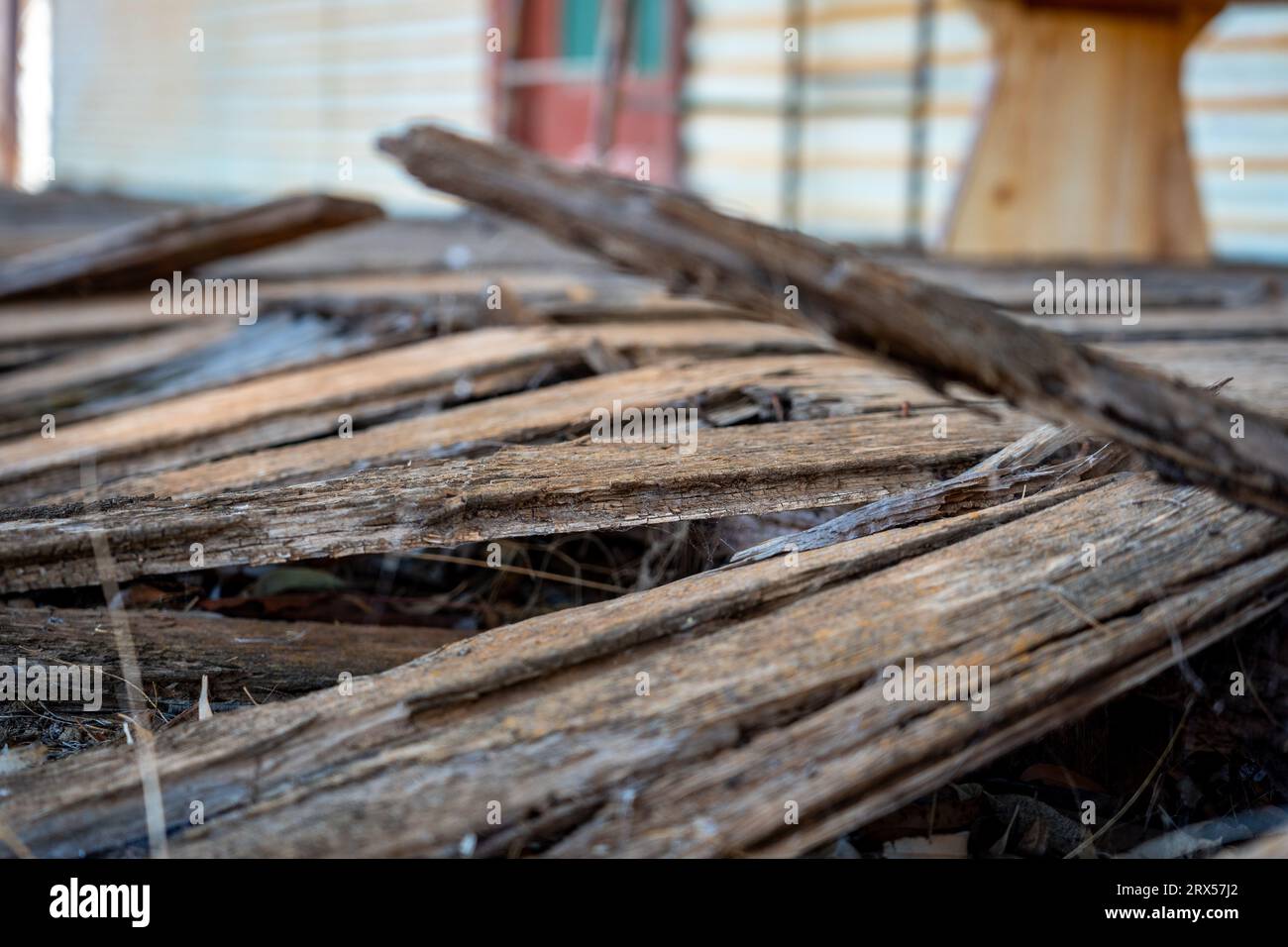 Rotten timber deck in an old abandoned house Stock Photo - Alamy