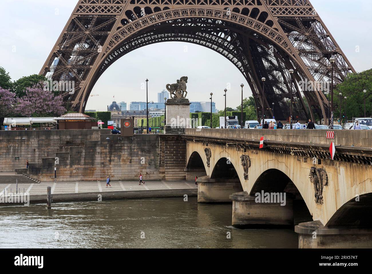 PARIS, FRANCE - MAY 12, 2015: Bridge of Jena connects the Champ de Mars ...