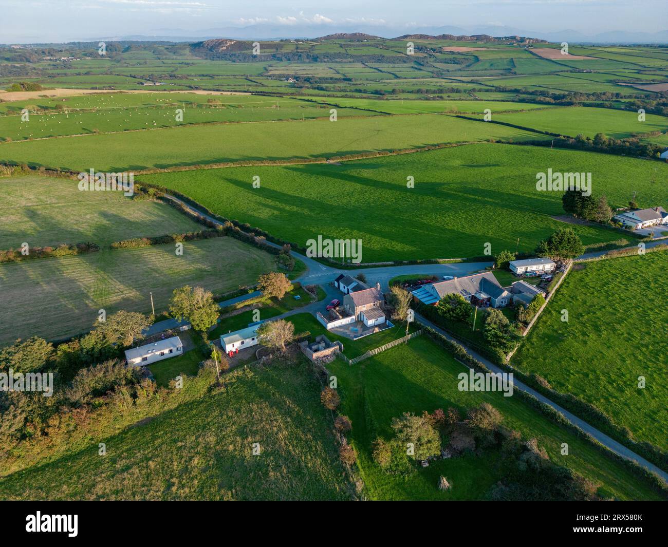 Aerial view of the countryside of Anglesey in North Wales Stock Photo ...