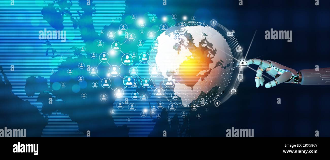 New global business connection with Artificial Intelligence concept ...