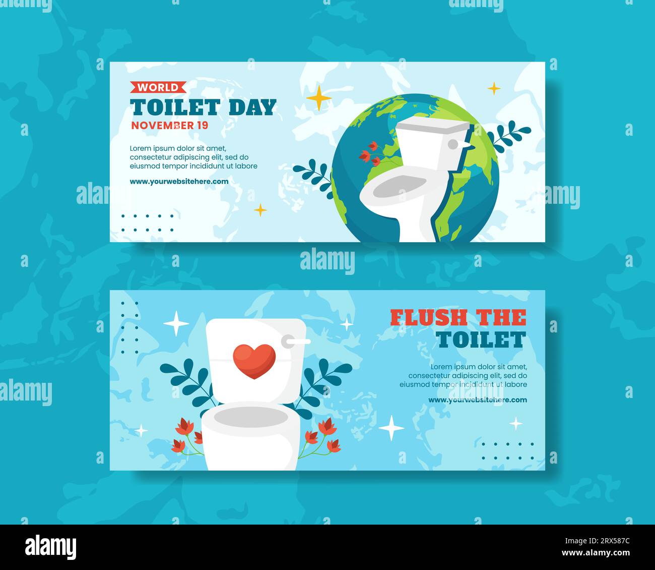 Toilet Day Horizontal Banner Illustration Flat Cartoon Hand Drawn ...