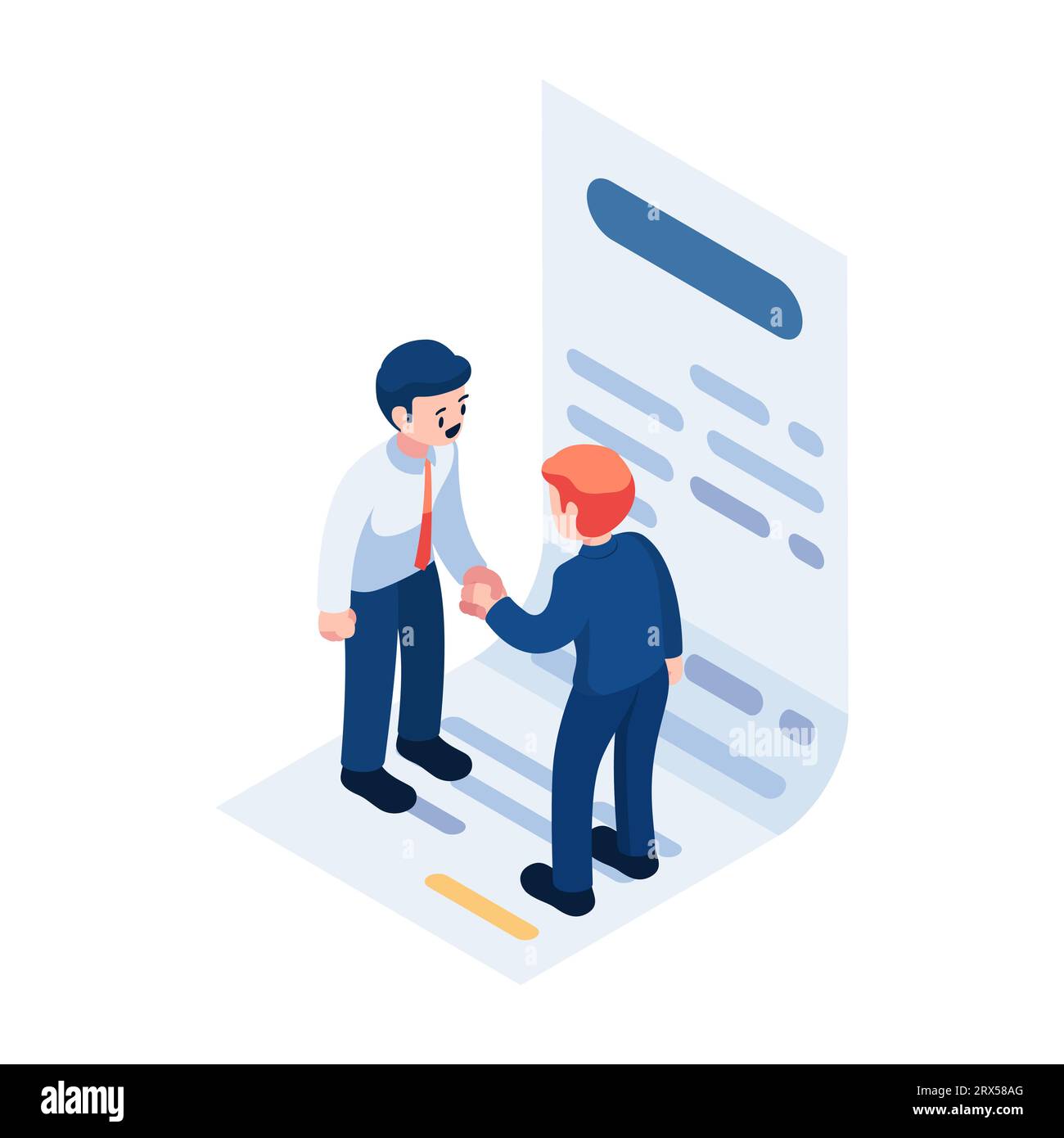 Flat 3d Isometric Businessman Shaking Hands on Contract Document ...