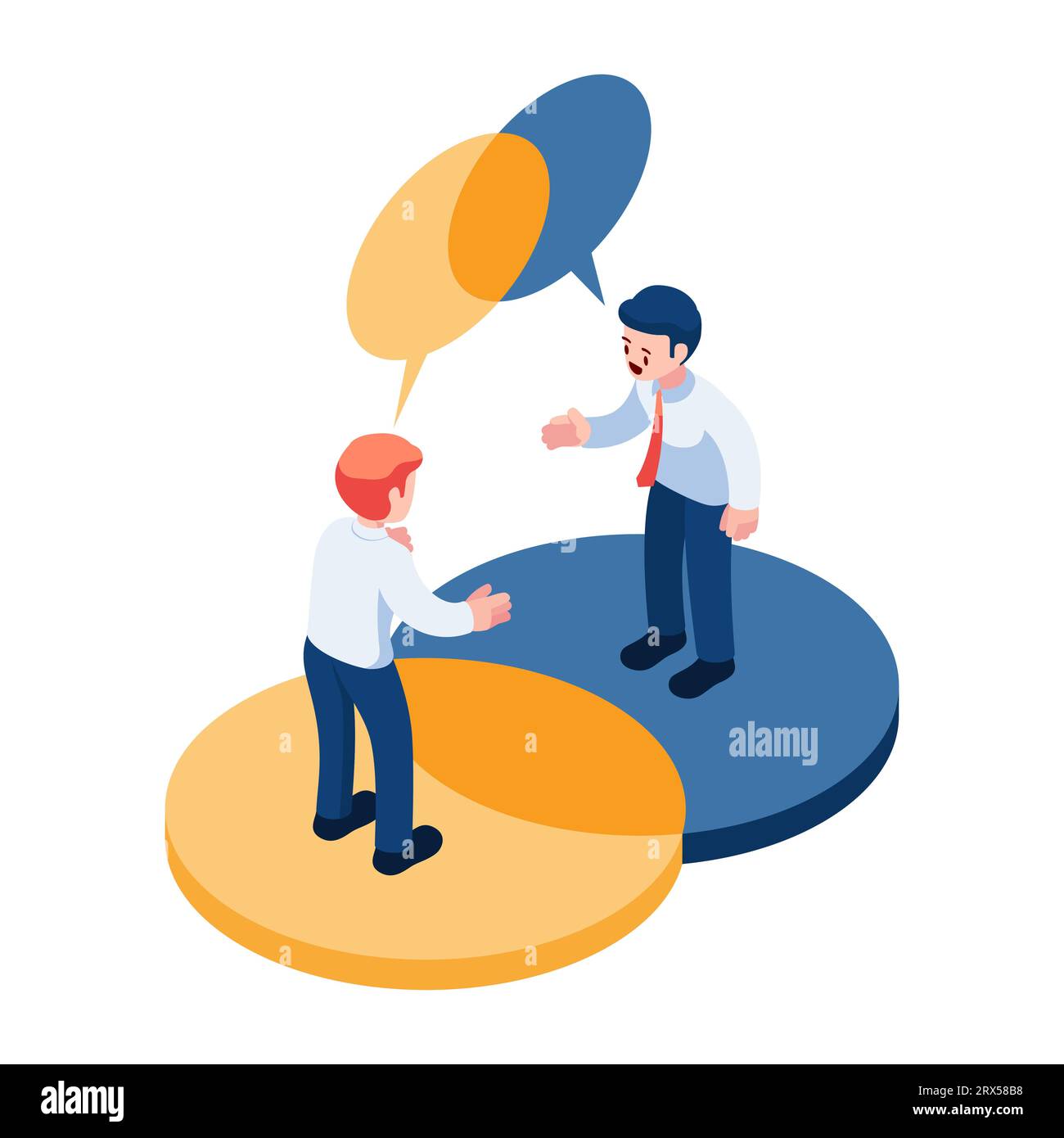 Flat 3d Isometric Business People Talking and Thinking Overlaps to Each ...