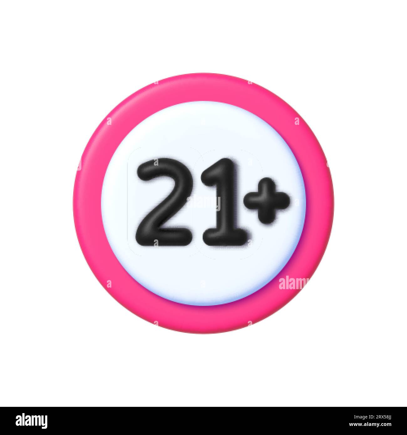21 sign warning symbol isolated in 3D style on white background. Age ...