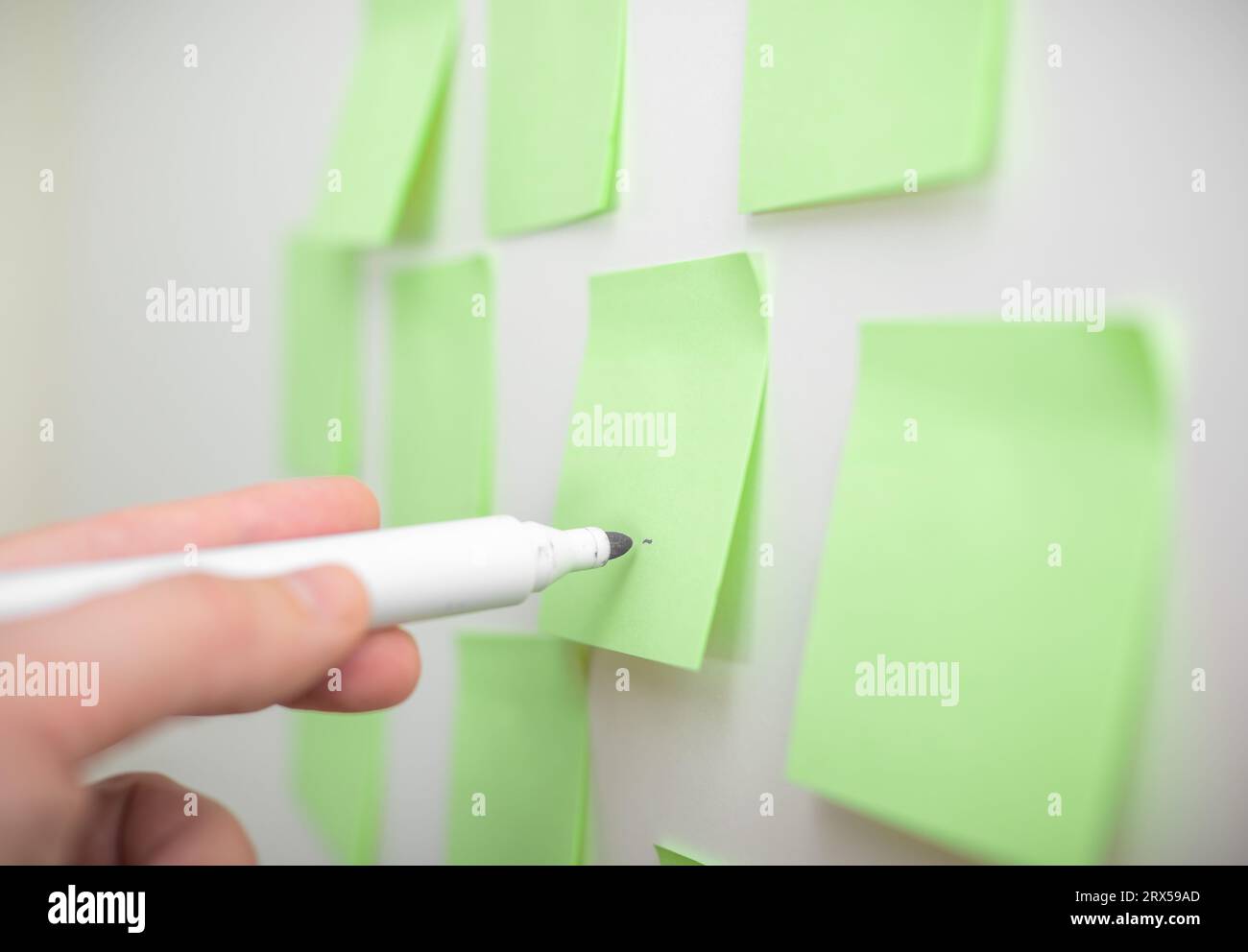 Brainstorming for strategy plan. Business people meeting and use post ...