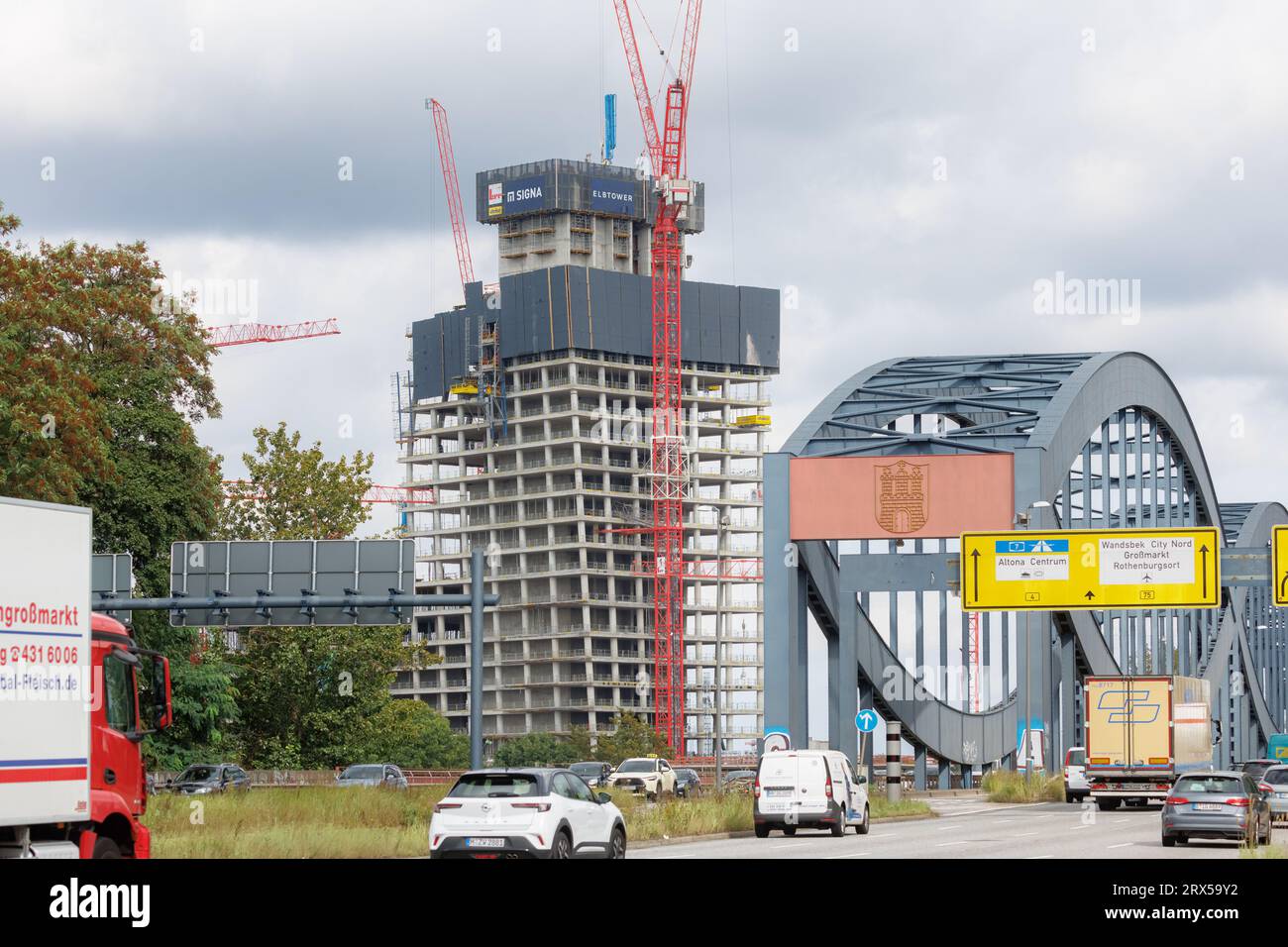 Hamburg, Germany. 20th Sep, 2023. View of the Elbtower construction ...