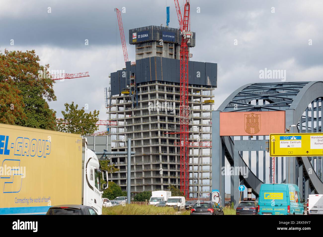 Hamburg, Germany. 20th Sep, 2023. View of the Elbtower construction ...