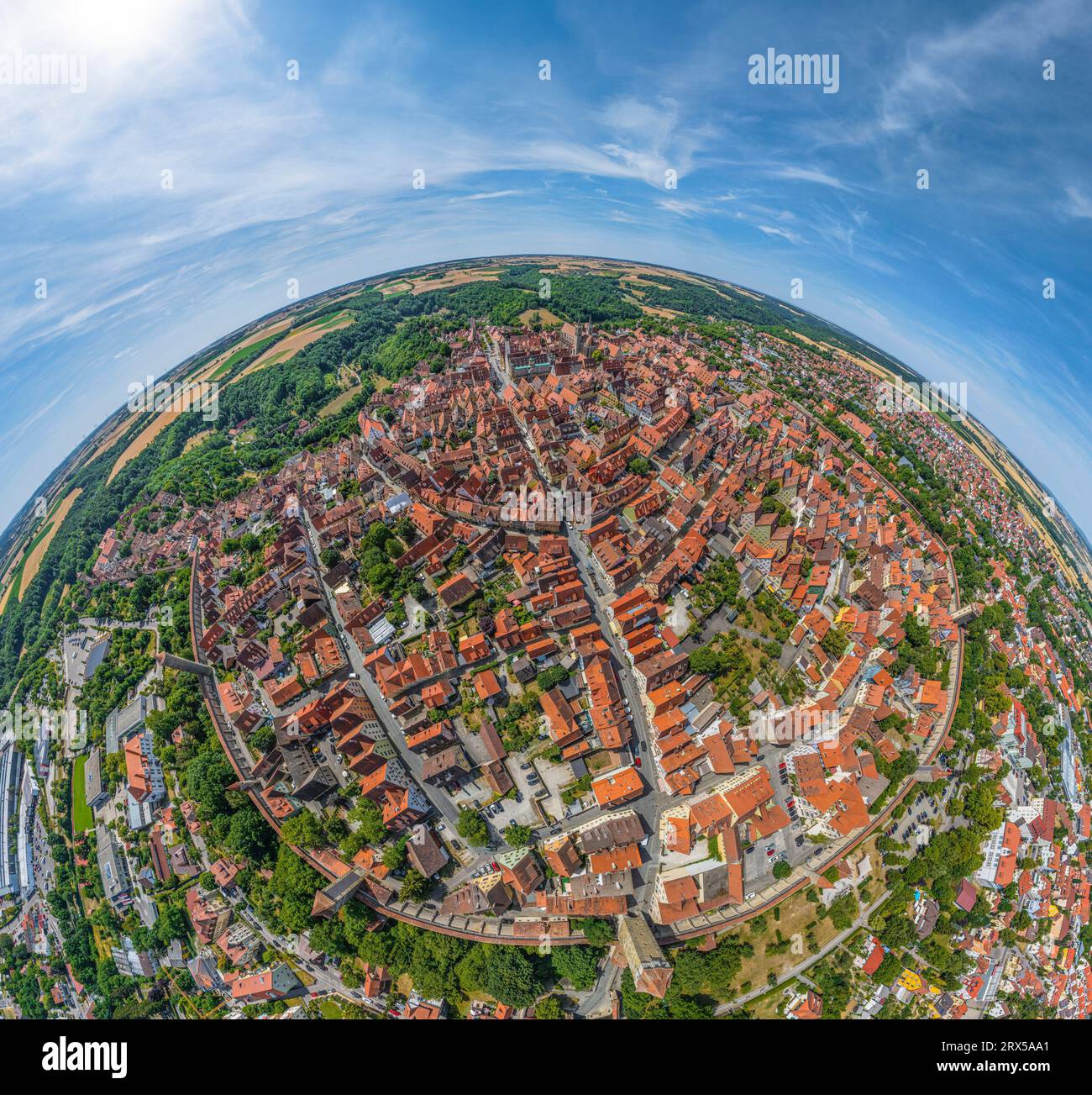 The beautiful old town of Rothenburg ob der Tauber from above Stock ...