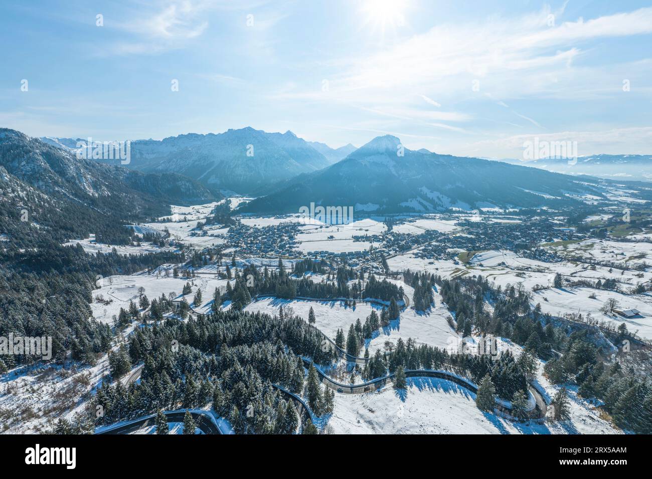 Beautiful landscape near the Oberjoch in wintertime, the region around ...