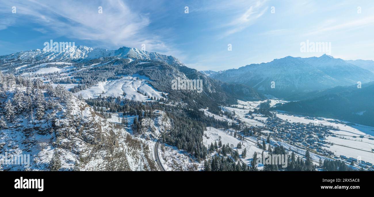 Beautiful landscape near the Oberjoch in wintertime, the region around ...