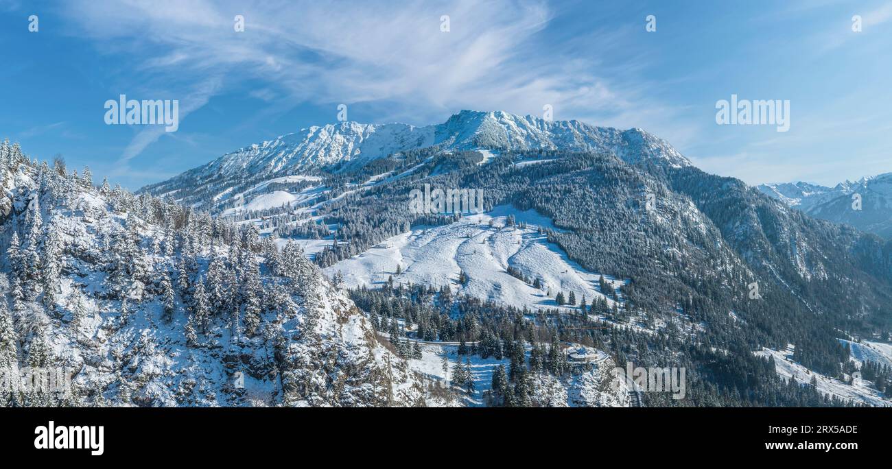 Beautiful landscape near the Oberjoch in wintertime, the region around ...