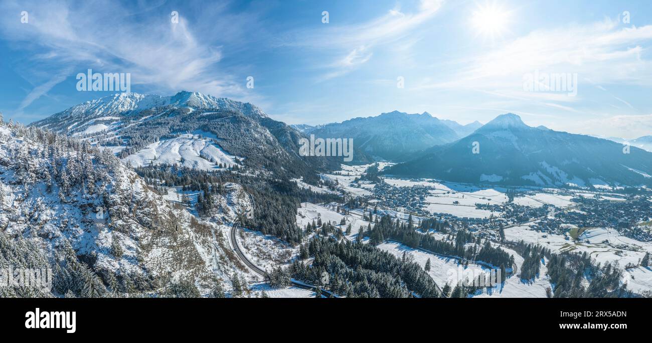 Beautiful landscape near the Oberjoch in wintertime, the region around ...
