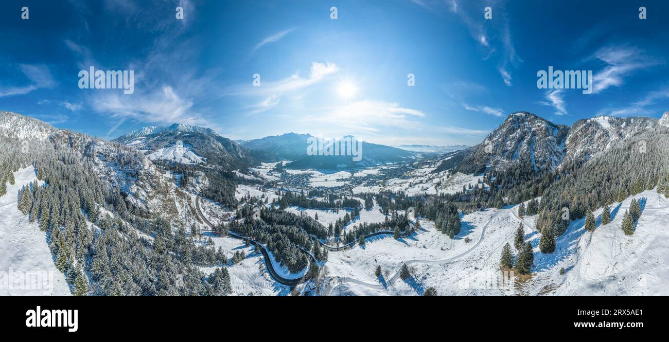 Beautiful landscape near the Oberjoch in wintertime, the region around ...