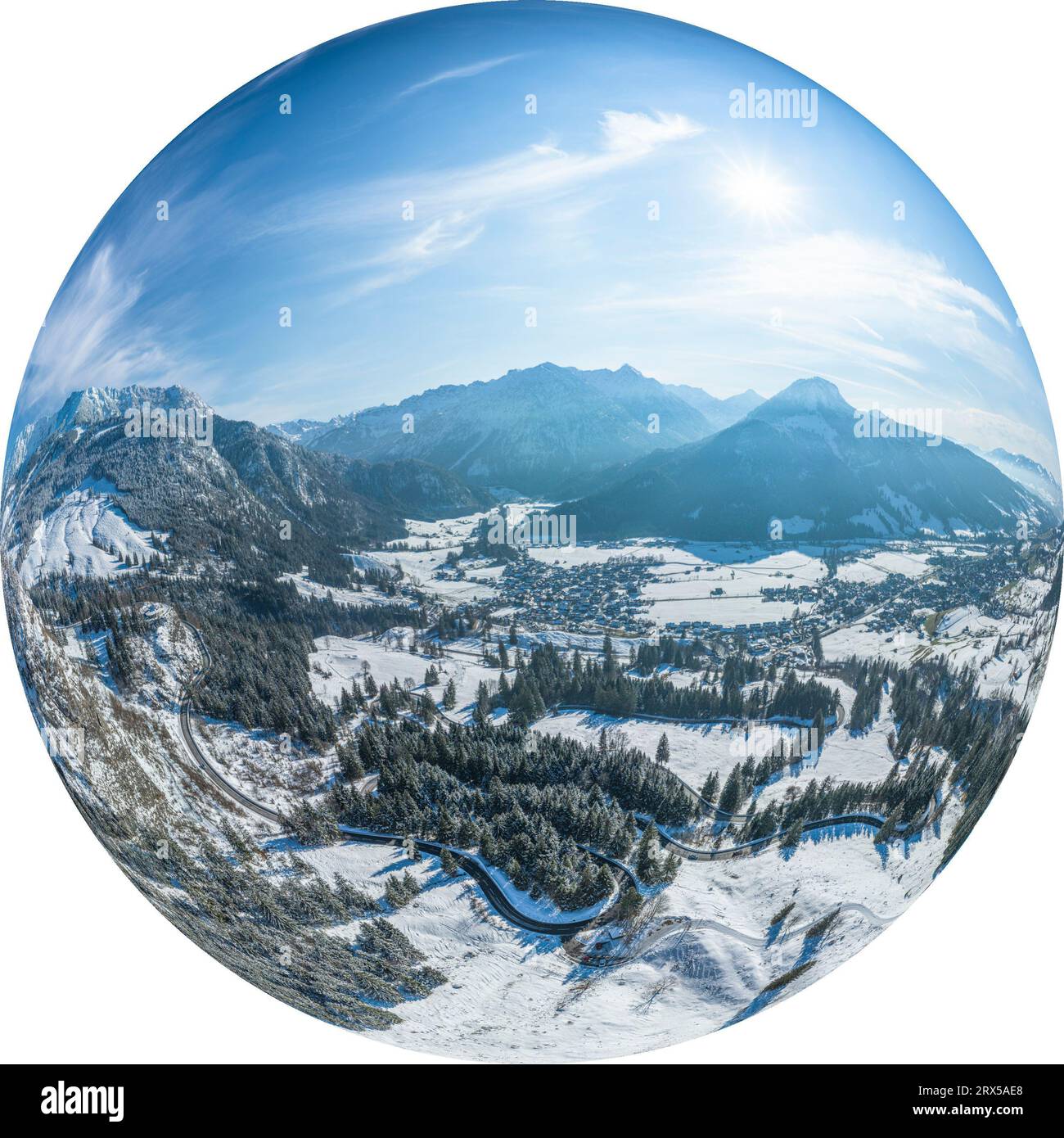 Beautiful landscape near the Oberjoch in wintertime, the region around ...