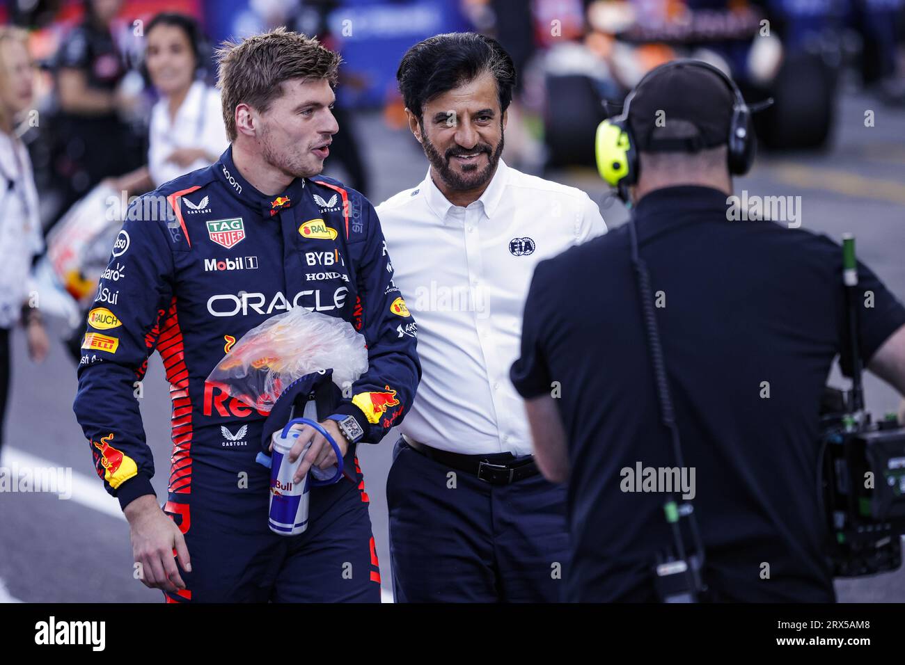 VERSTAPPEN Max (ned), Red Bull Racing RB19, portrait BEN SULAYEM Mohammed (uae), President of ...